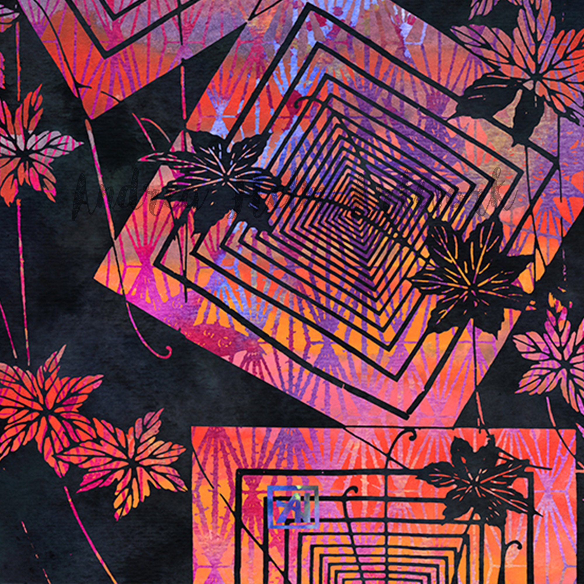 Box & Maple Leaf Chinoiserie Chic Art Print Vintage Textile - Etsy