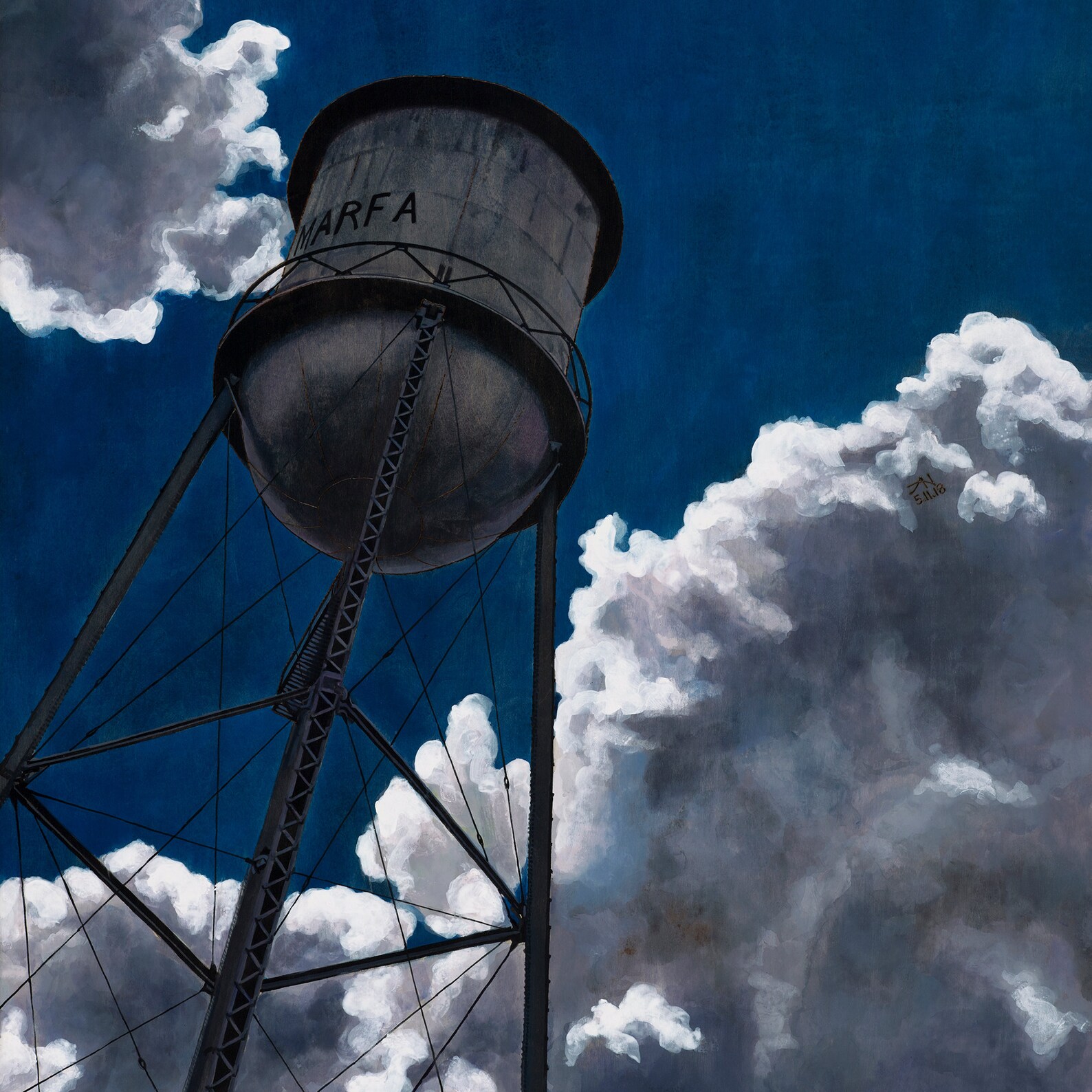 Original Painting | Marfa Texas Painting | 24x36 Marfa Water Tower ...