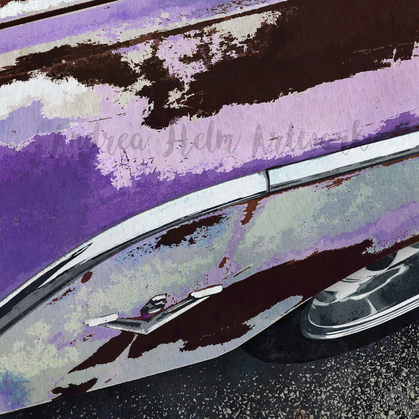 Patina Par Excellence | Purple Rusted Ratrod | Retro Car Art Print - Etsy