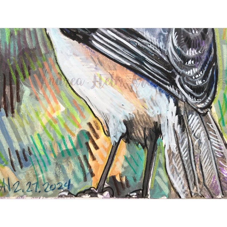 Original Bird Watercolor Painting - Very Important Black Crested ...