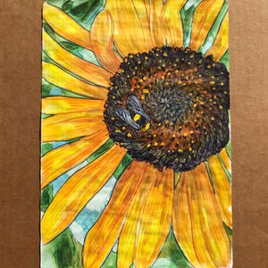 Original Floral Watercolor Painting | the Sunflower and the Bee ...