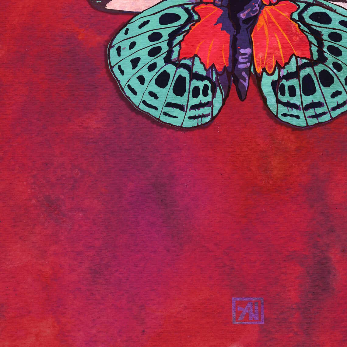 Blood Drop Butterfly Art Print Watercolor Butterfly Design | Etsy