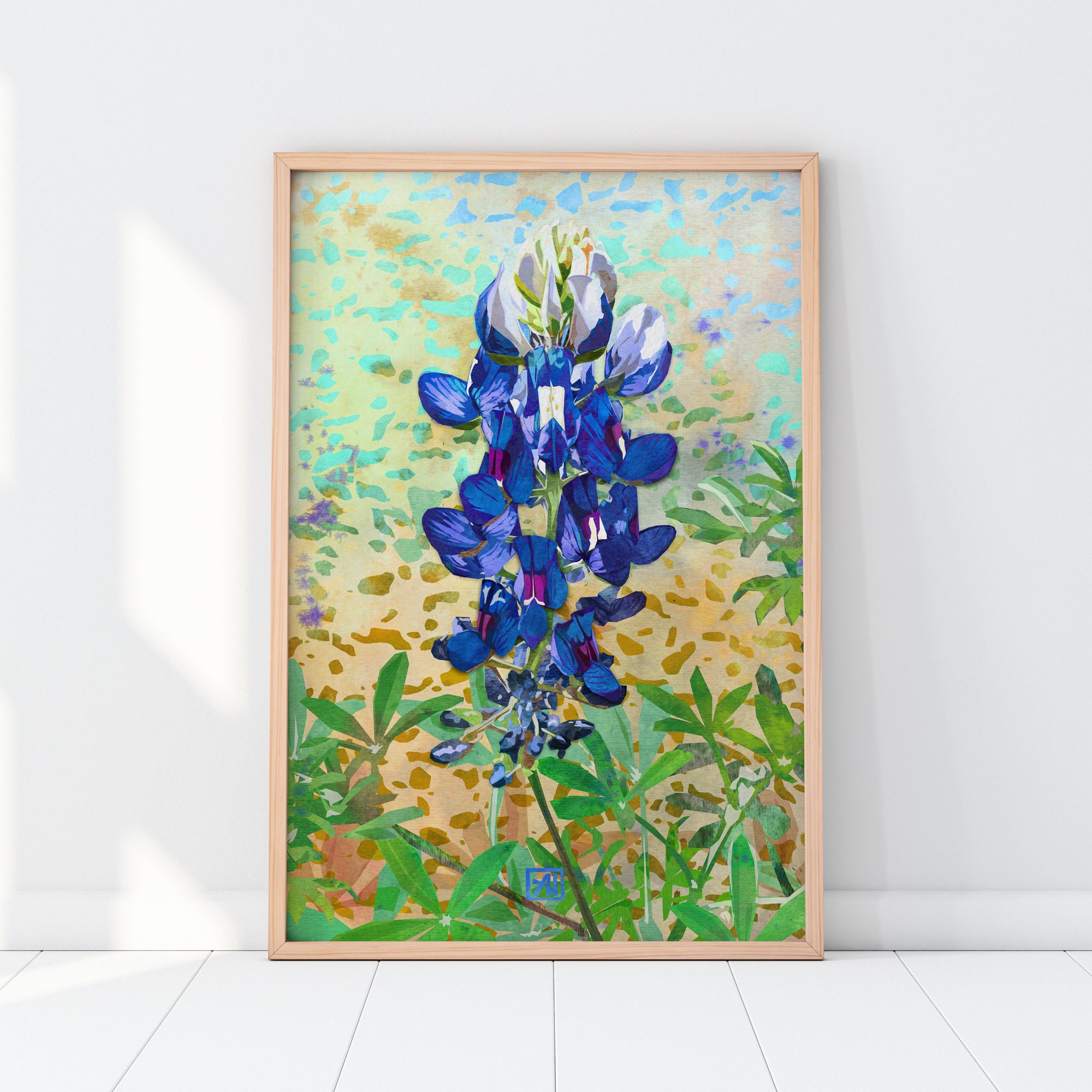 Bluebonnet Art Print, Texas State Flower, Bluebonnet Illustration ...