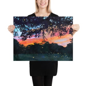 Field of Fireflies - Summer Evening Sunset Art Print | Fireflies at ...
