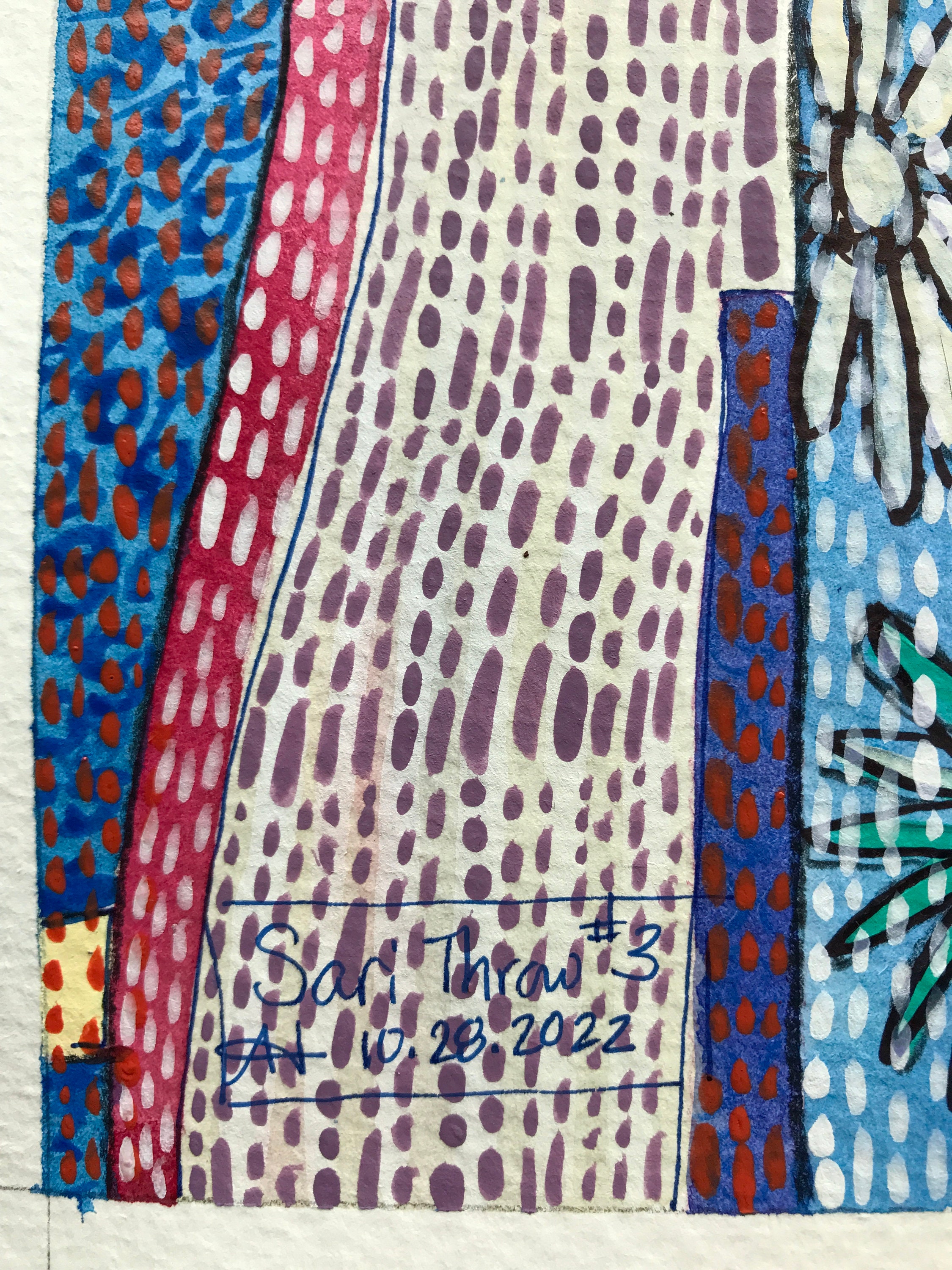 Sari Throw Watercolor Painting #3 - Multi Blue White | Colorful Abstract Watercolor Painting ...