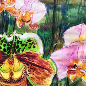 Rust and Pink Orchids Notebook Watercolor #7 - Floral Watercolor ...