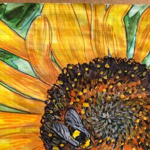Original Floral Watercolor Painting | the Sunflower and the Bee ...