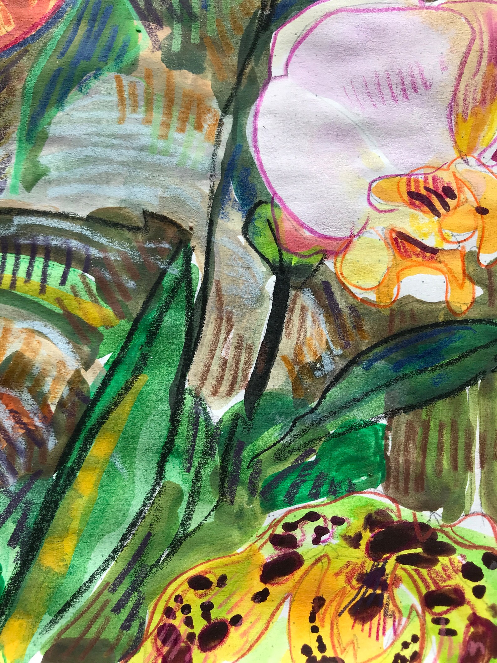 Rust and Pink Orchids Notebook Watercolor #7 - Floral Watercolor ...