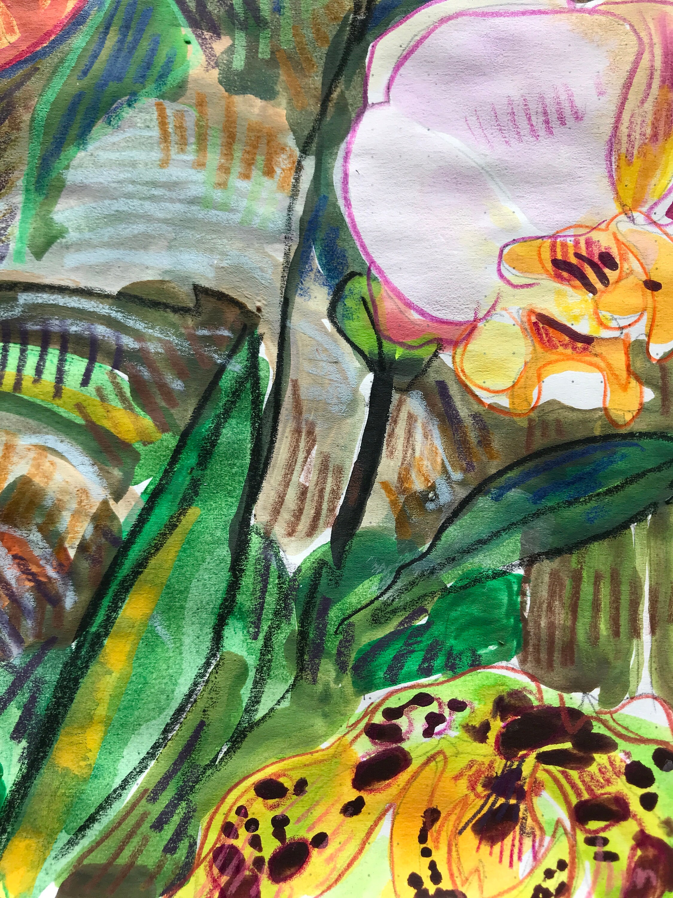 Rust and Pink Orchids Notebook Watercolor #7 - Floral Watercolor ...