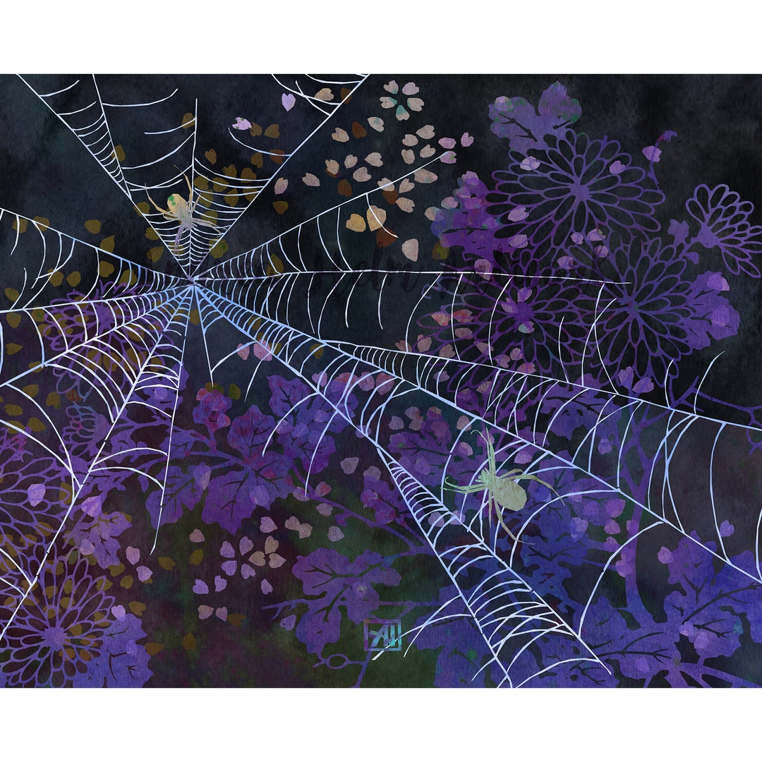 Midnight Garden Spider Web | Vintage Japanese Stencil Art Print ...