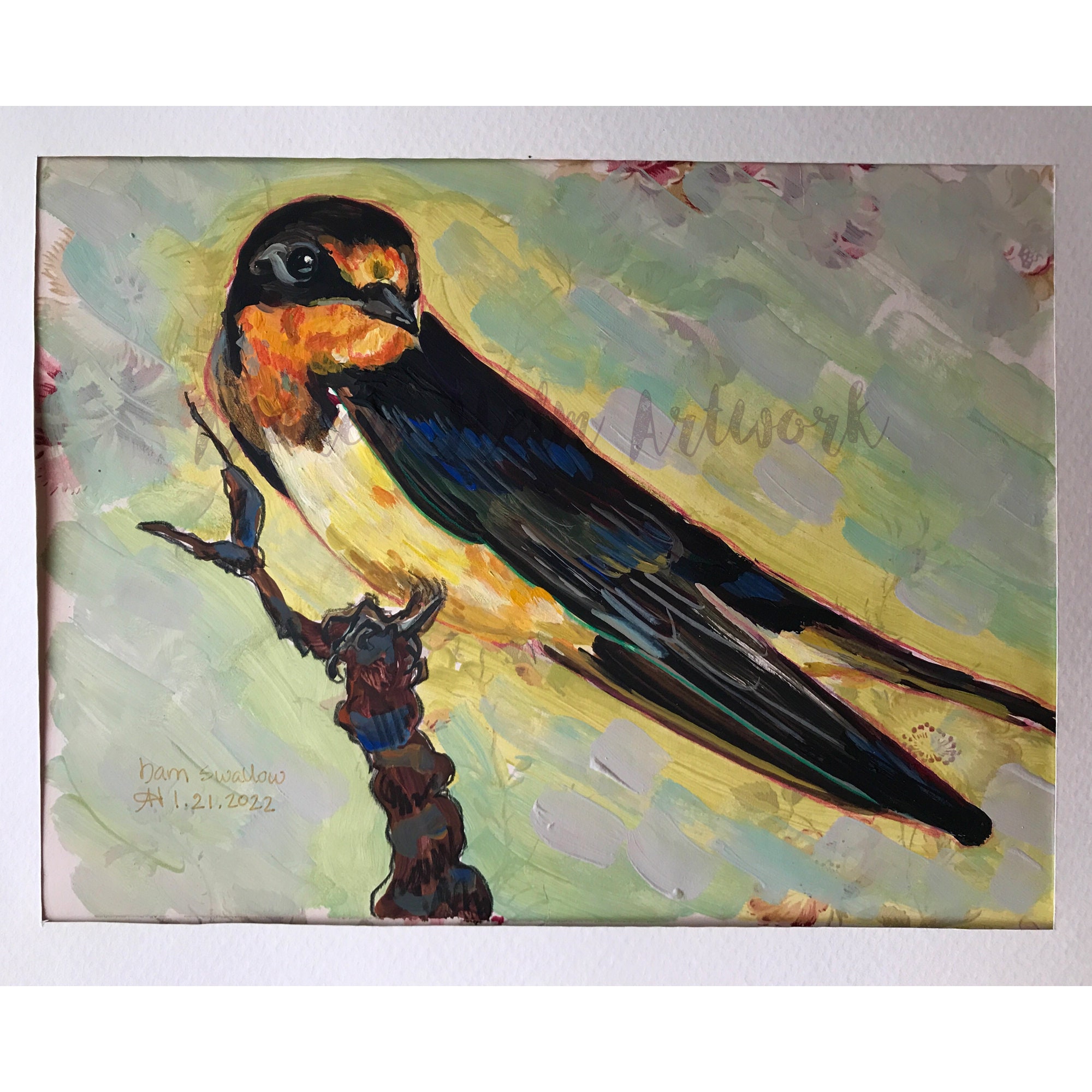 Barn Swallow Watercolor Painting Original Bird Wall Art Birds in Texas ...