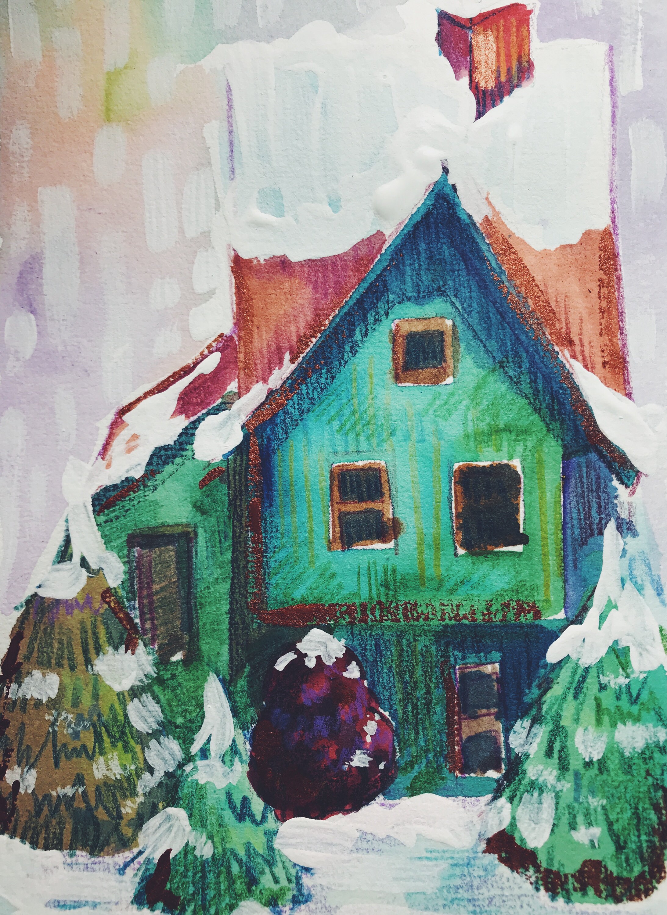 Set of 3 Snowy Christmas Village Watercolor Paintings 6x9 Original ...