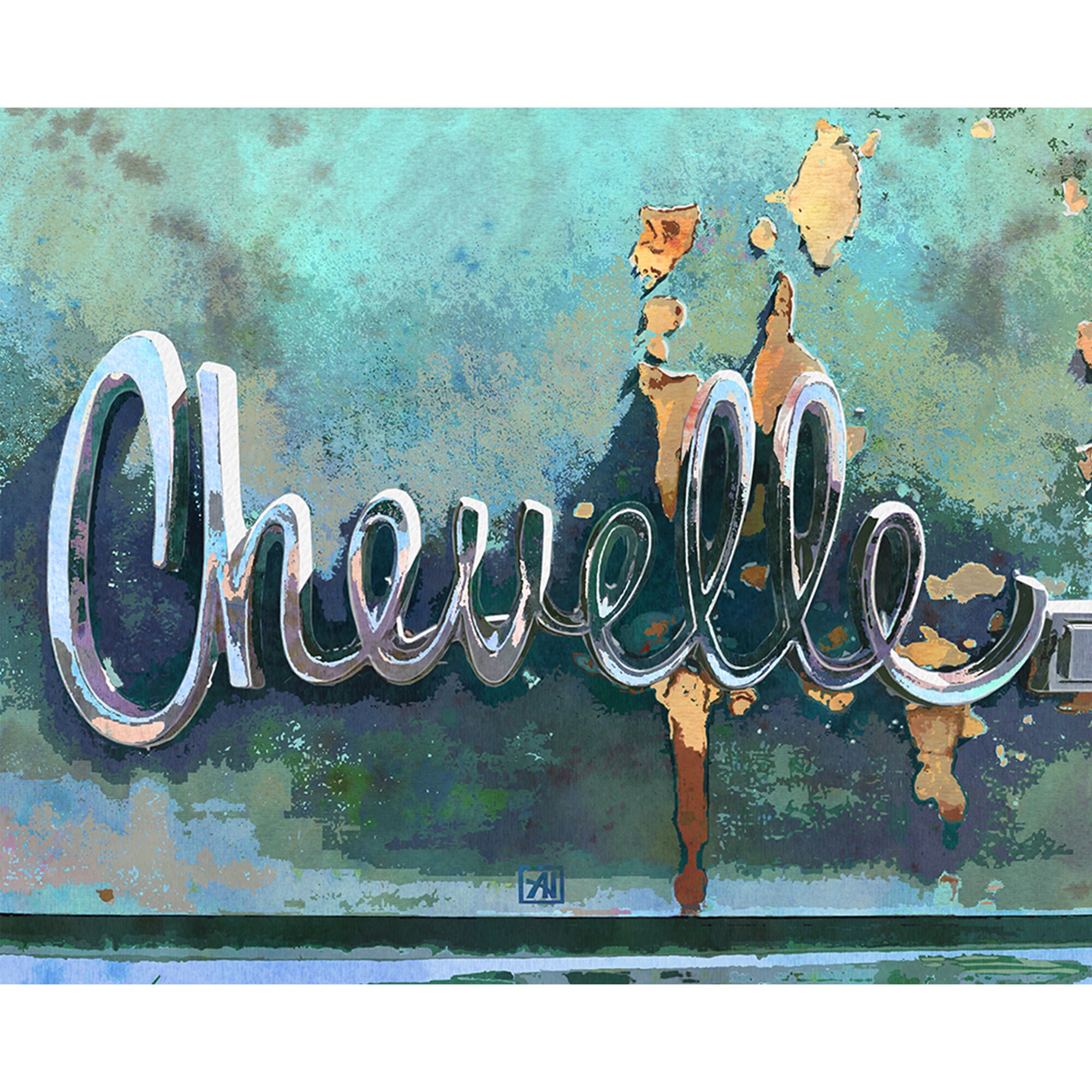 Chevy Chevelle Logo Art Print Rusted Retro Green Patina - Etsy