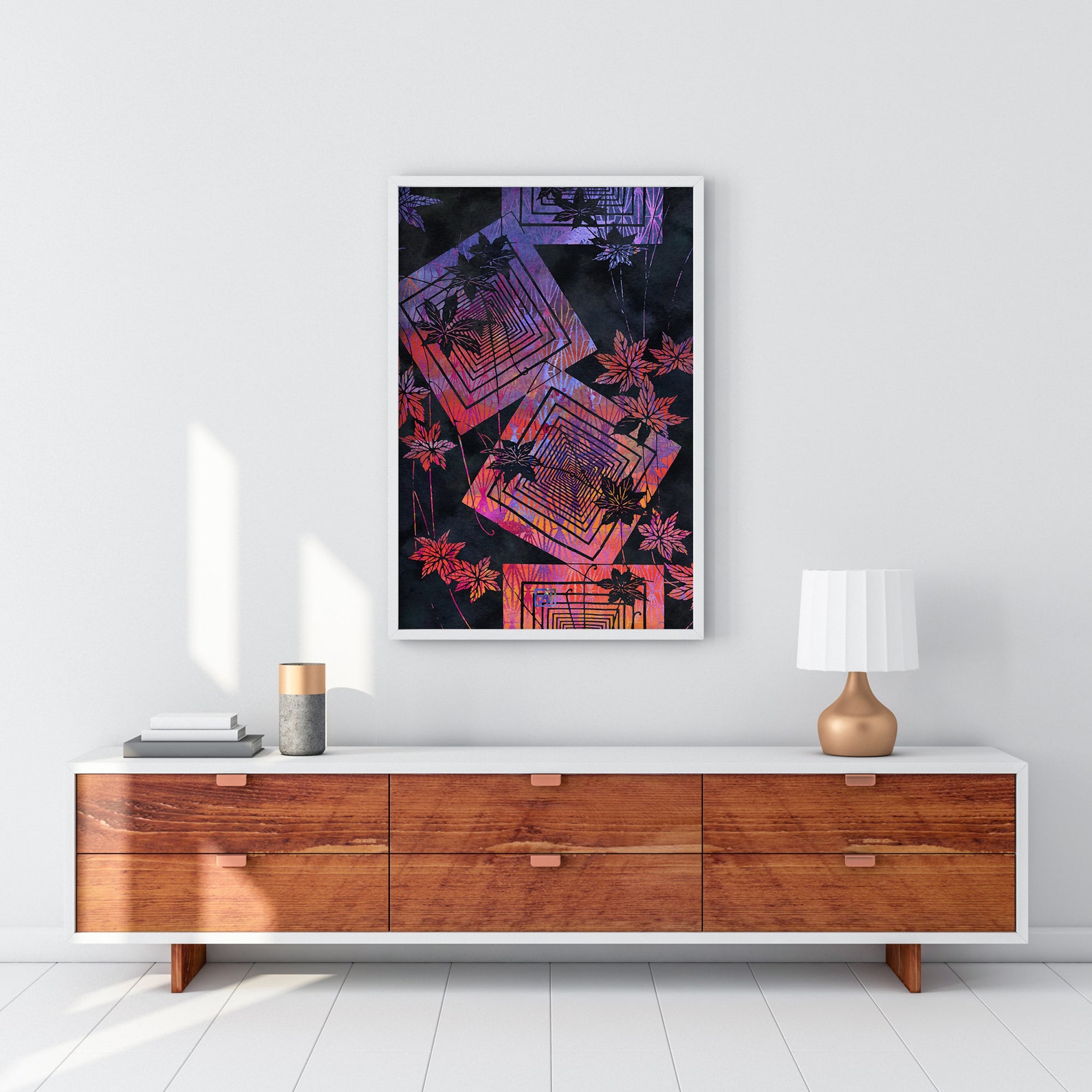 Box & Maple Leaf Chinoiserie Chic Art Print Vintage Textile - Etsy