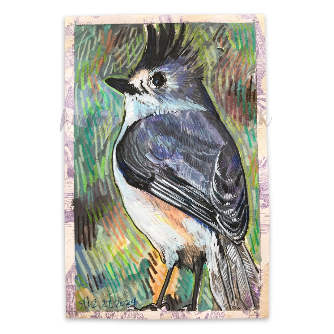Original Bird Watercolor Painting - Very Important Black Crested ...