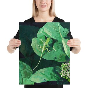 The Green Lizard Art Print | Modern Botanic Garden Art - Etsy