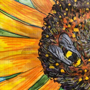 Original Floral Watercolor Painting | the Sunflower and the Bee ...