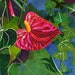 Red Anthurium Flower Abstract Watercolor Decor Tropical Floral Art ...
