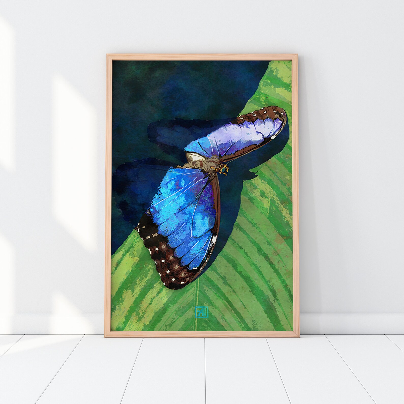 Blue Morpho Butterfly Art Print Butterfly Wall Art Modern Botanic ...