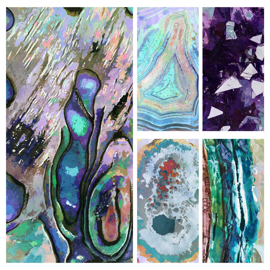 Abstract Rock Art Note Card Collection - Set 1 Cool Tones | Limited ...
