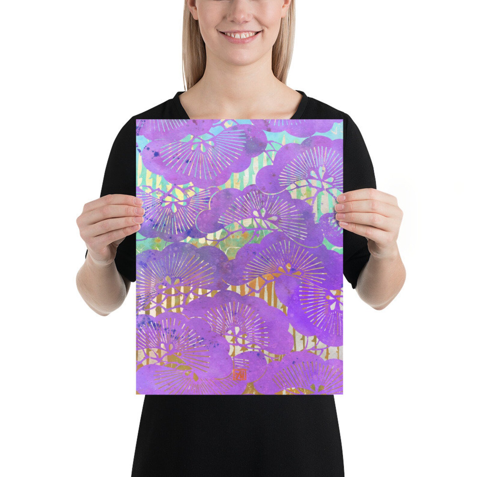 Mimosa Flower Watercolor Stencil Art Print | Chinoiserie Chic Floral ...