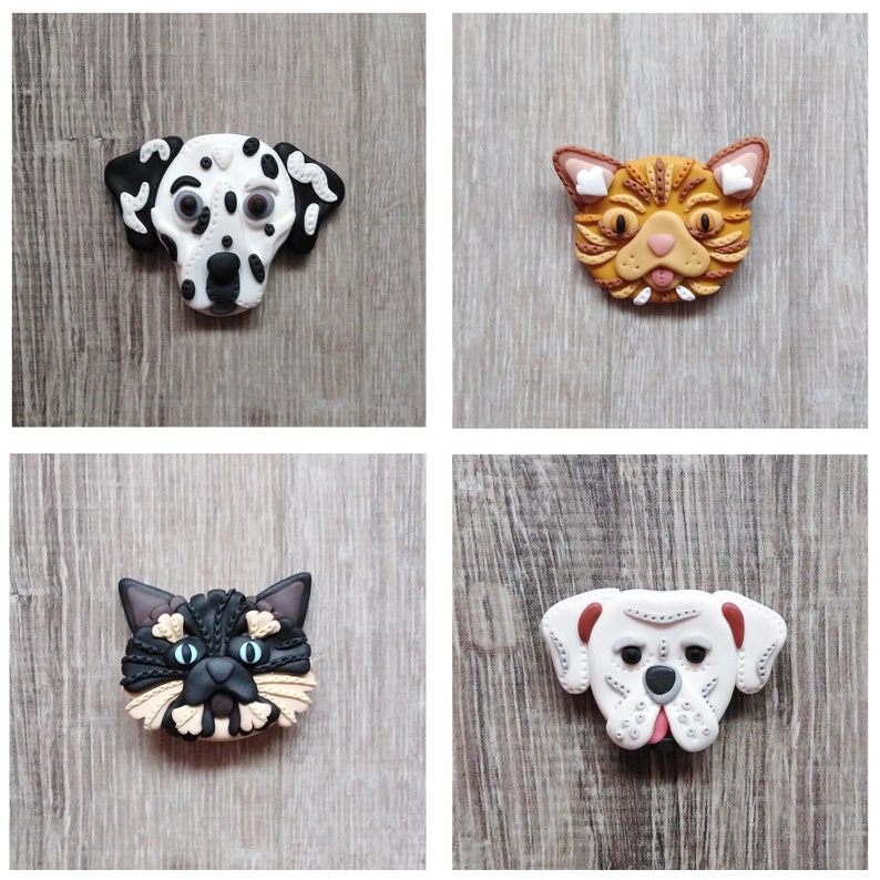 Pet Portrait Badges Cat Pin Dog Brooch Polymer Clay | Etsy