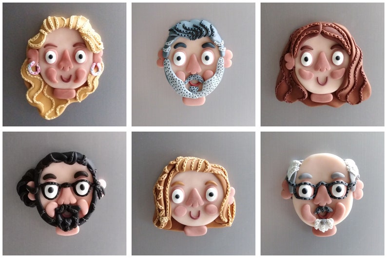 Custom Portrait Magnets Face Magnet Custom Family Portrait | Etsy