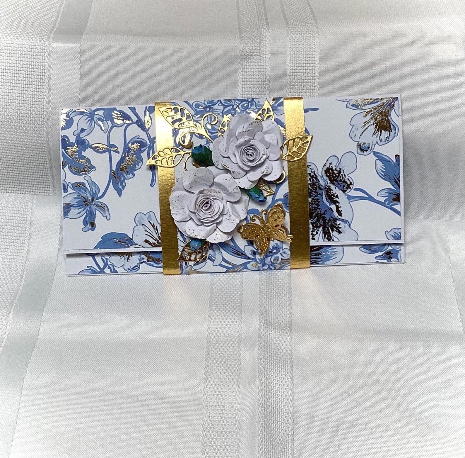 Luxurious Money Envelope - Cash, Check or Gift Card. White and Blue ...