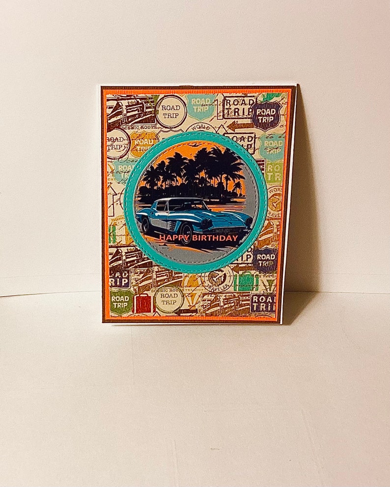 Luxe Handmade “ Happy Birthday” Road Trip Themed Card With “vintage ...
