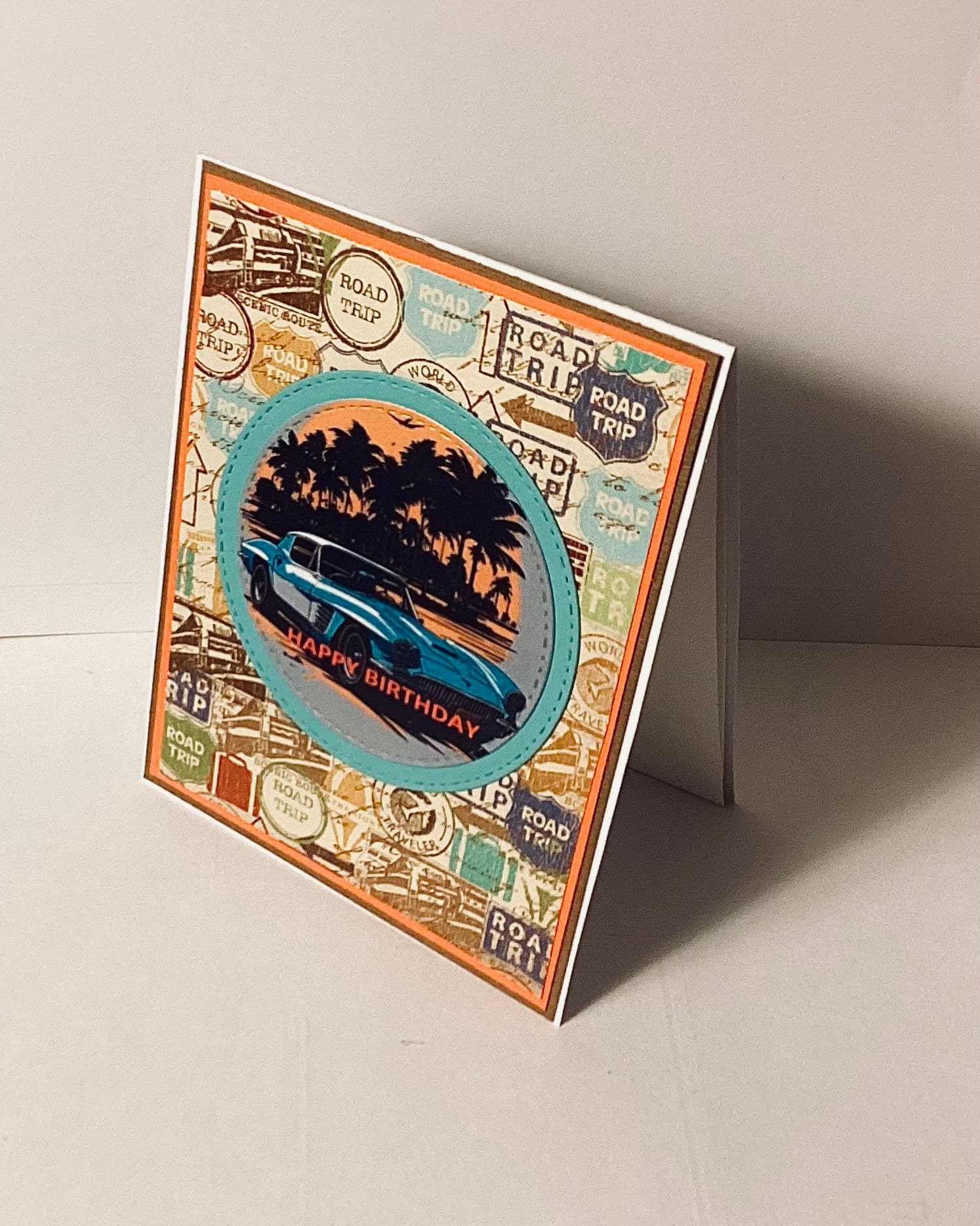 Luxe Handmade “ Happy Birthday” Road Trip Themed Card With “vintage ...