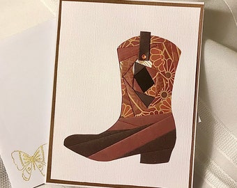 Cowboy Boot Quilled Birthday Card - Etsy