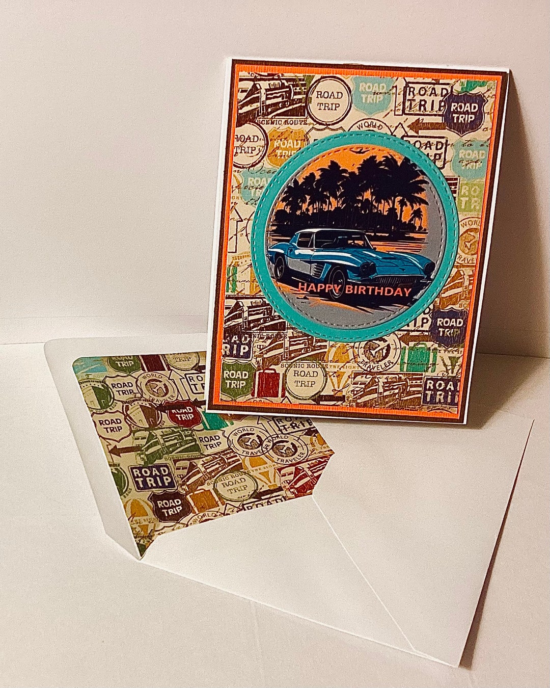 Luxe Handmade “ Happy Birthday” Road Trip Themed Card With “vintage ...