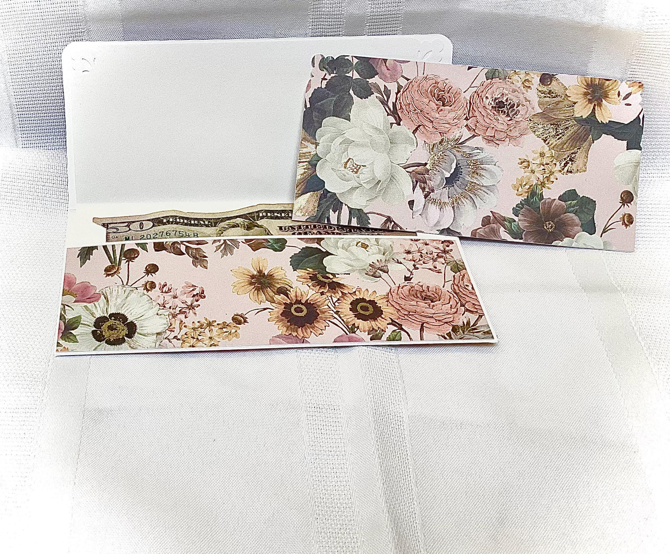 Luxurious Money Envelope - Cash, Check or Gift Card. Peachy Pink Roses ...