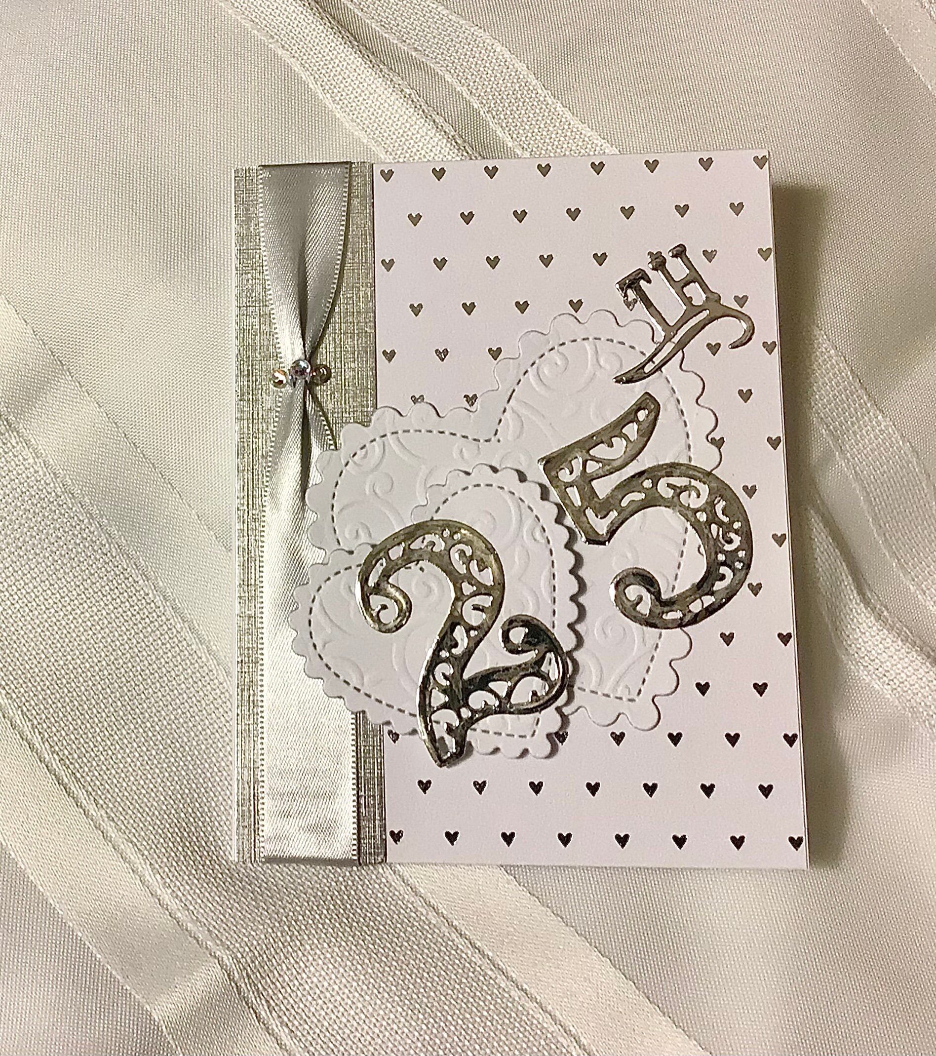 Luxury 25th Anniversary Card White With Silver Hearts - Etsy