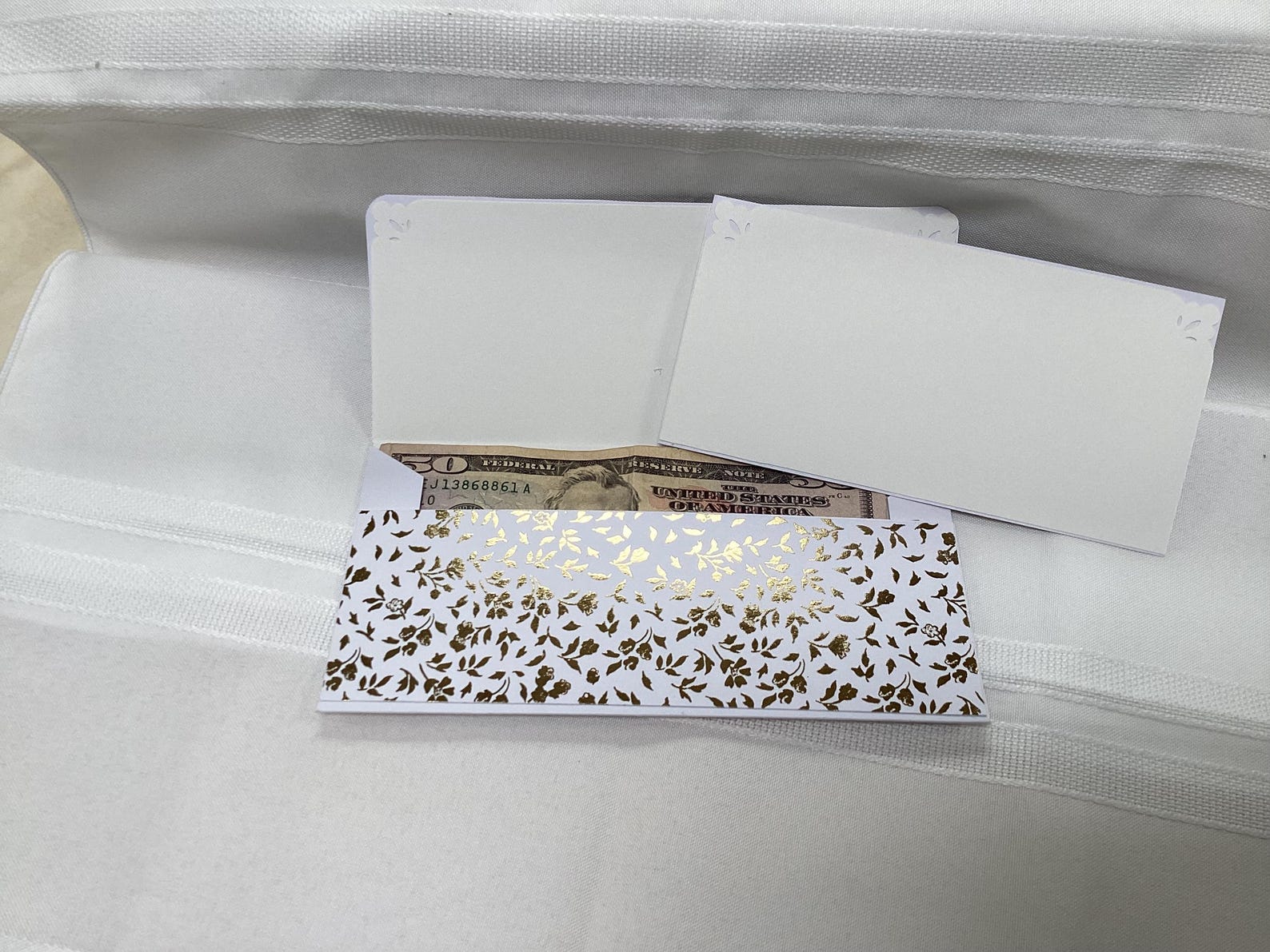 Luxurious Money Envelope - Cash, Check or Gift Card. Gold and White W ...