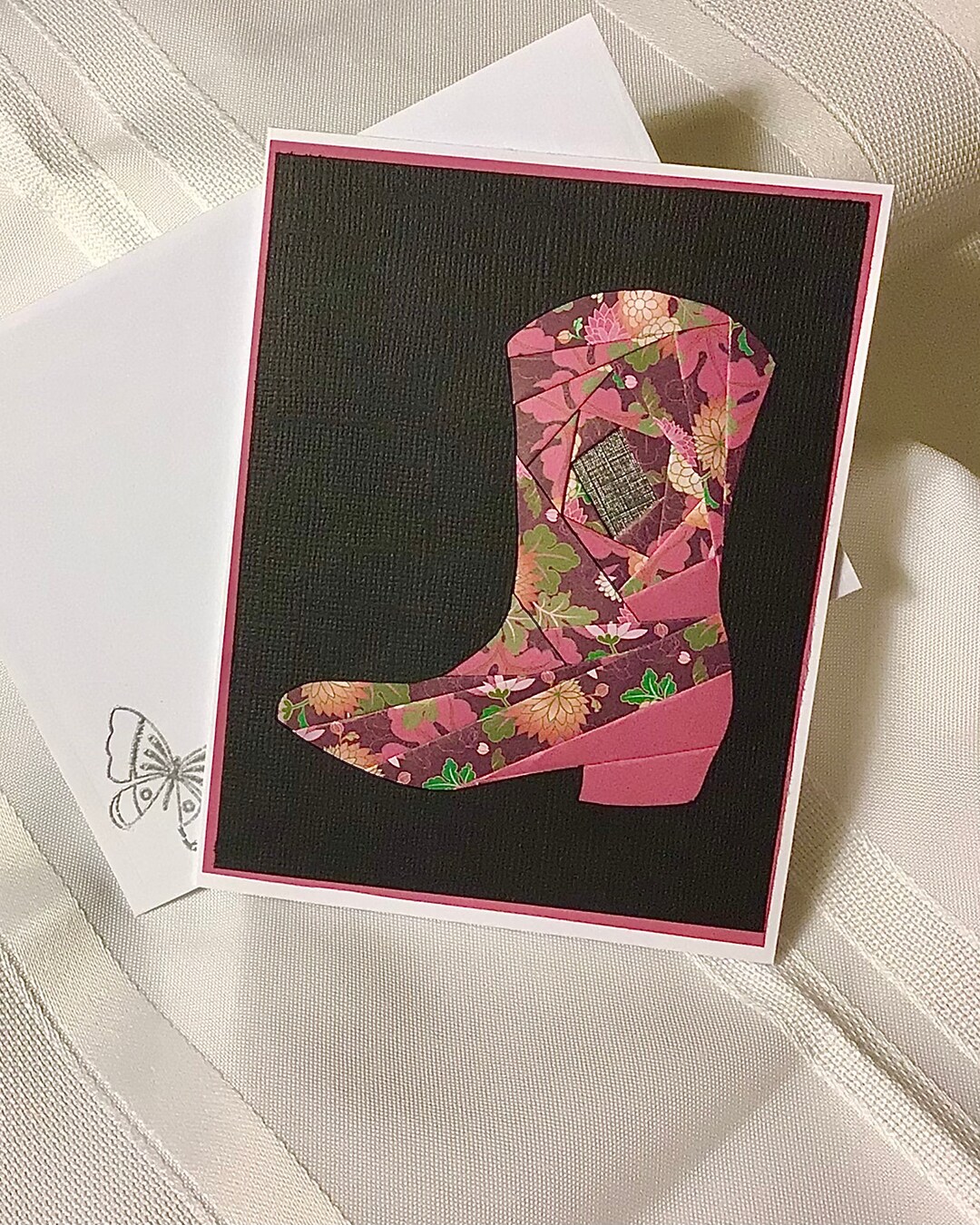 Cowboy/cowgirl Boot Iris Fold Western All Occasion Blank Greeting Card ...
