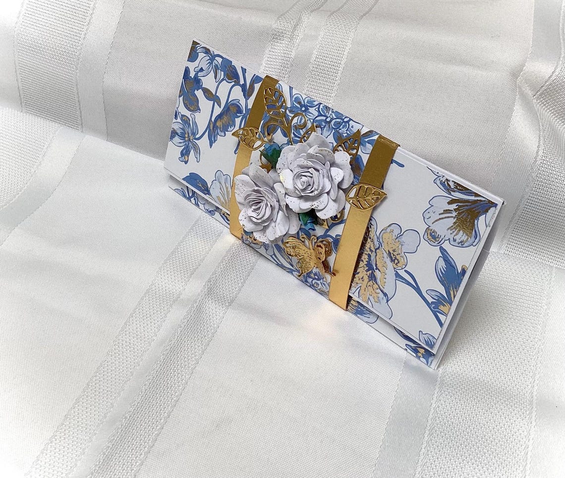 Luxurious Money Envelope - Cash, Check or Gift Card. White and Blue ...