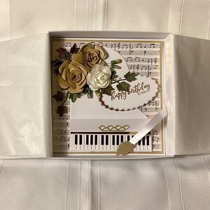 Luxe 3D Card With Gift Box 6”x6”. Grand Piano “happy Birthday to You ...