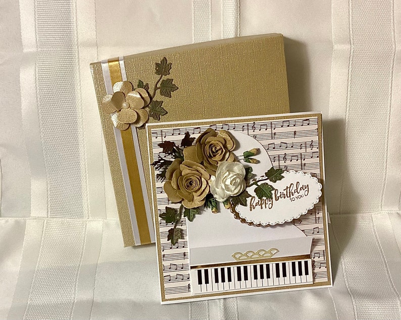 Luxe 3D Card With Gift Box 6”x6”. Grand Piano “happy Birthday to You ...