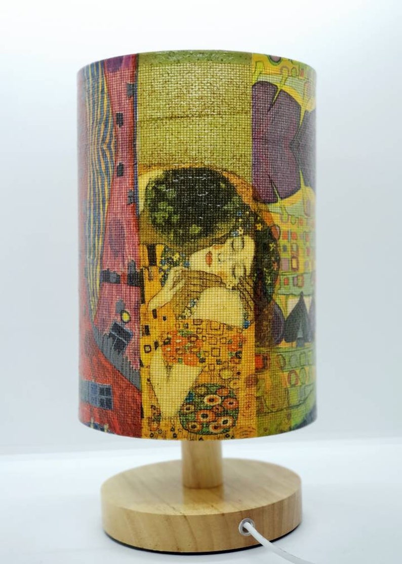 USB Klimt the Kiss Decoupage Table Lamp Design Home Decor Bedside Night ...