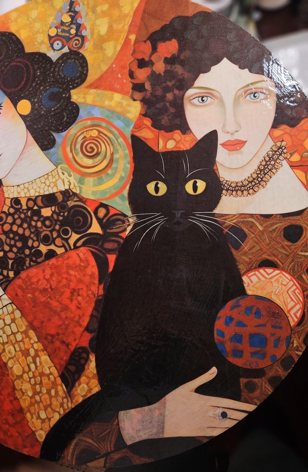 Klimt Lady & Black Cat Coffee Table Small Bedside Table Decoupaged Home ...