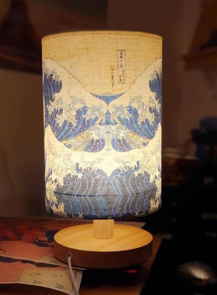 Hokusai Wave Table Lamp: Japanese Art Decoupage USB Night Light - Etsy