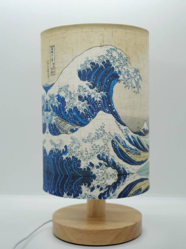 Hokusai Wave Table Lamp: Japanese Art Decoupage USB Night Light - Etsy