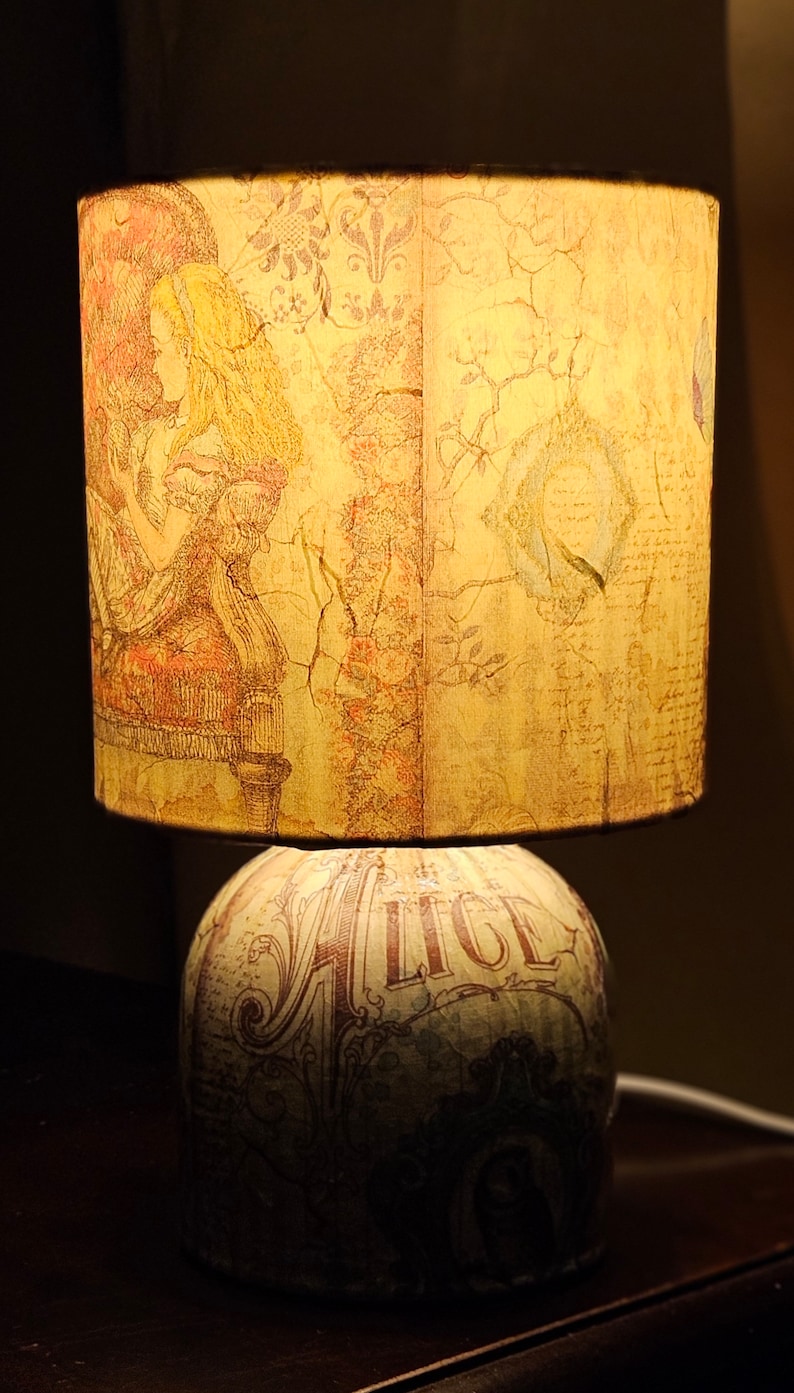 Alice in Wonderland II. Decoupage Table Lamp: Whimsical Home Decor ...