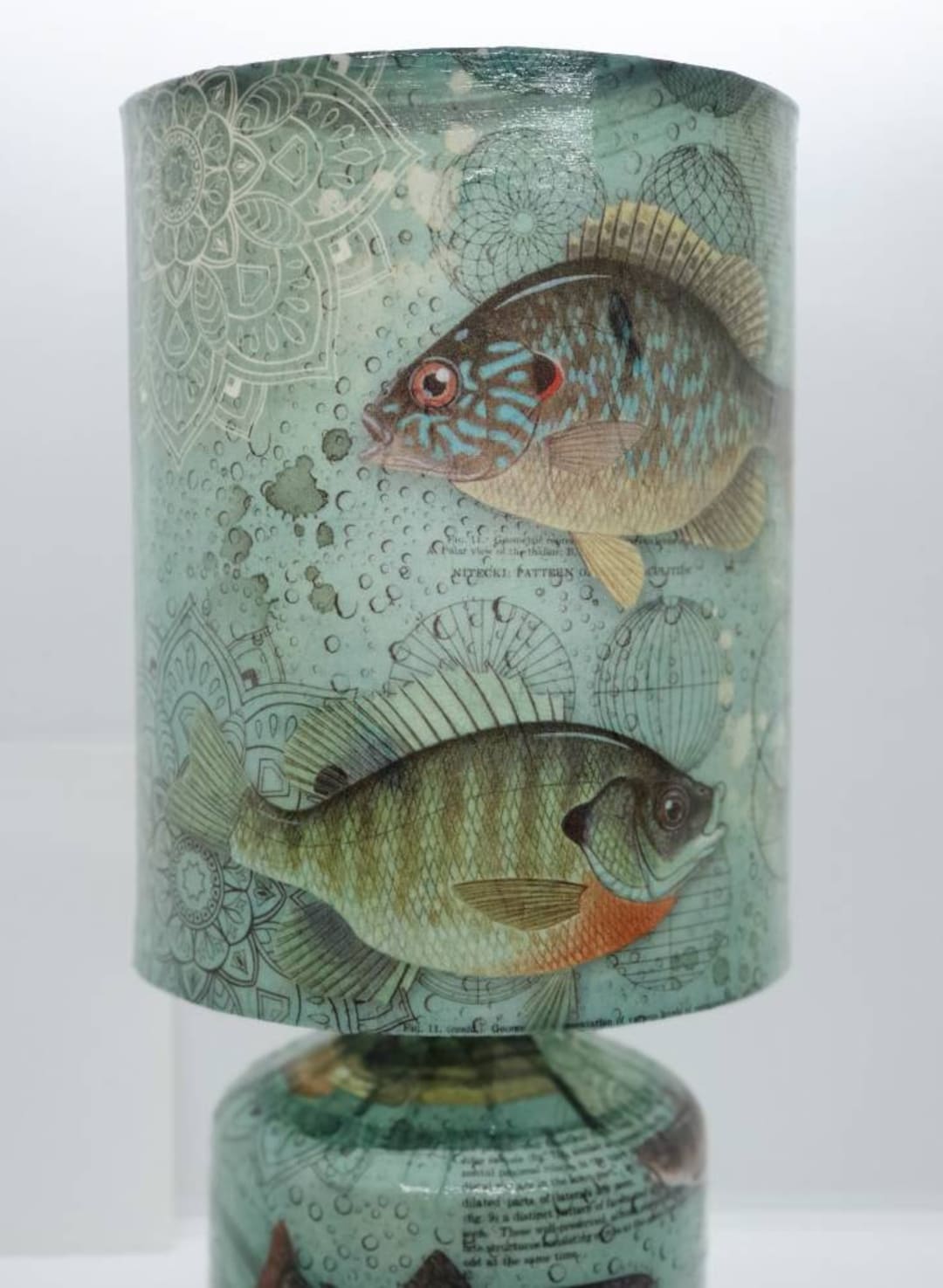 Tall Blue Fish Decoupage Table Lamp Forest Fish Design Home - Etsy