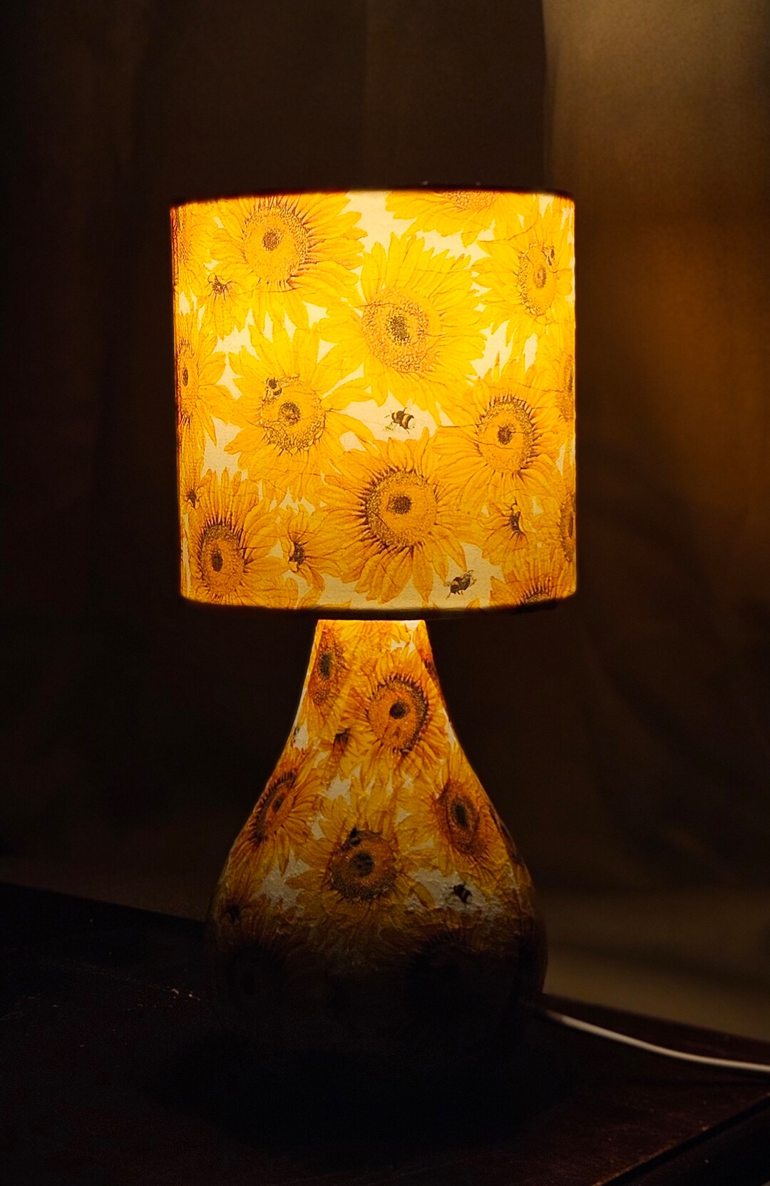 Golden Sunflower Painting Van Gogh Decoupage Teardrop Table Lamp Flower ...