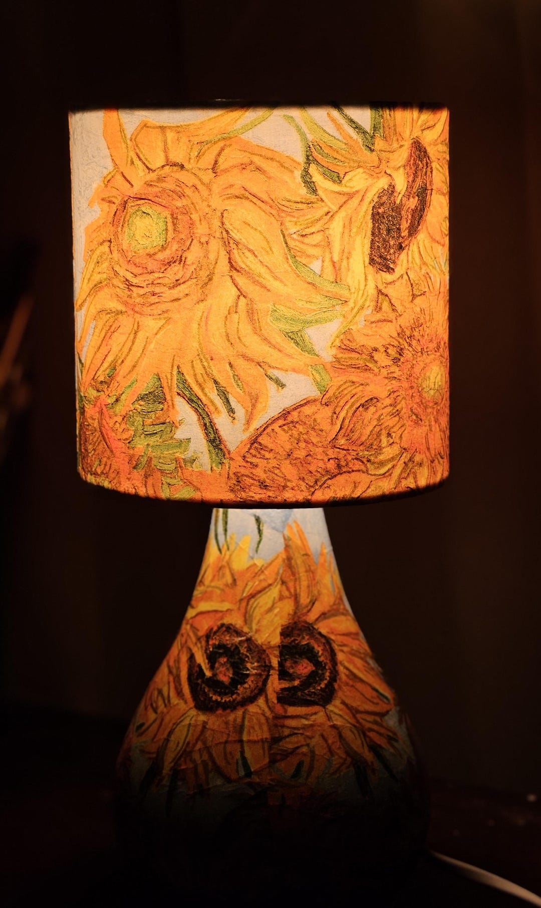 Van Gogh Sunflowers | Table Lamp: Art Deco | Decoupage Night Light ...