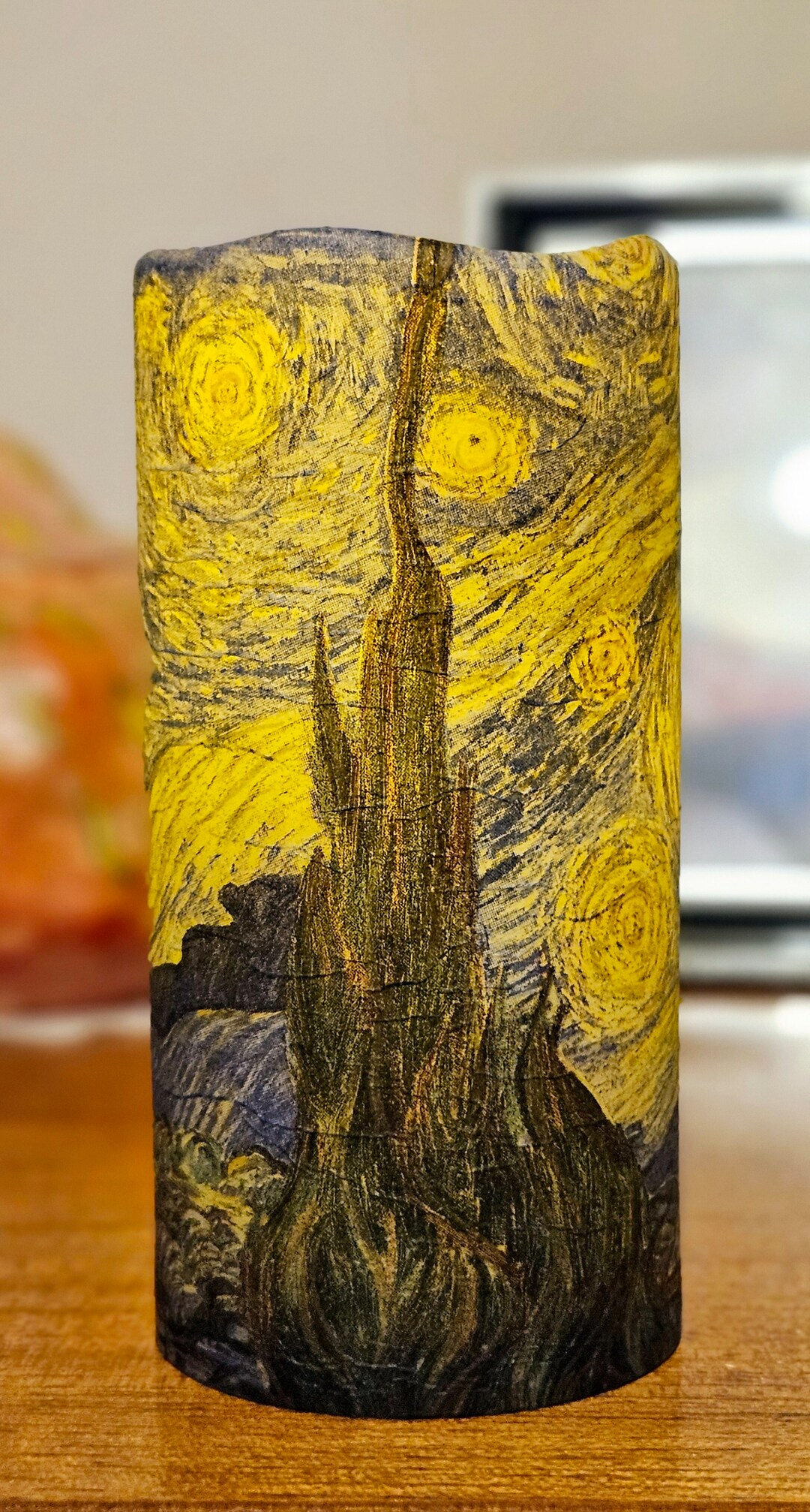Van Gogh Starry Night Flameless LED Electric Candle Waterproof Battery ...