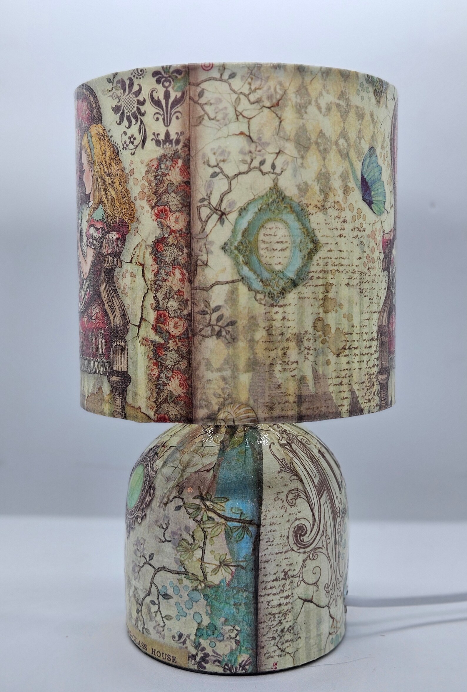 Alice in Wonderland II. Decoupage Table Lamp: Whimsical Home Decor - Etsy