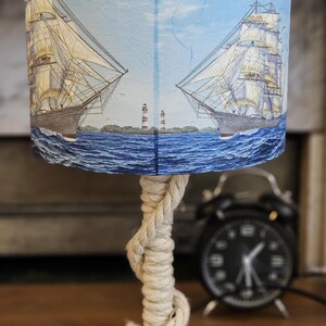 Rustic Rope Table Lamp Ship Cutty Sark Decoupaged Night Light Gift ...